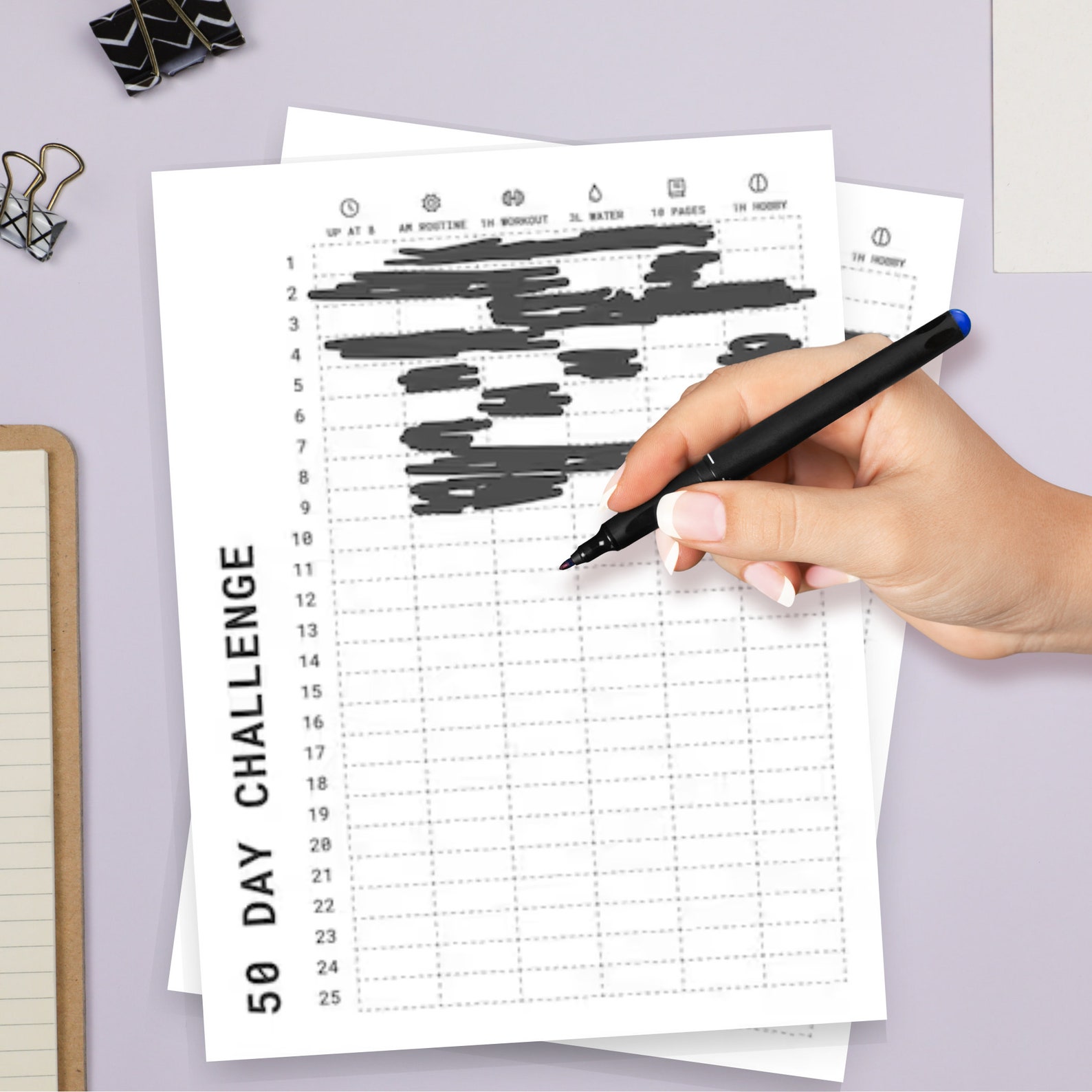 Project 50 Day Challenge Tracker Minimalist Printable Digital PDF - Etsy