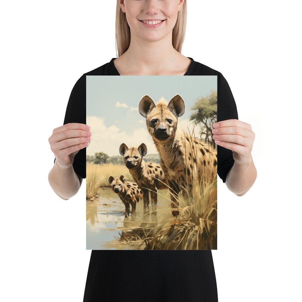 Hyena Family at Daytime Portrait Mid Century Modern Style African ...