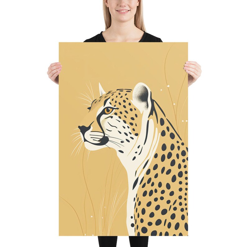 Cheetah Boho Chic Artwork Illustration Safari Animal Art - Etsy
