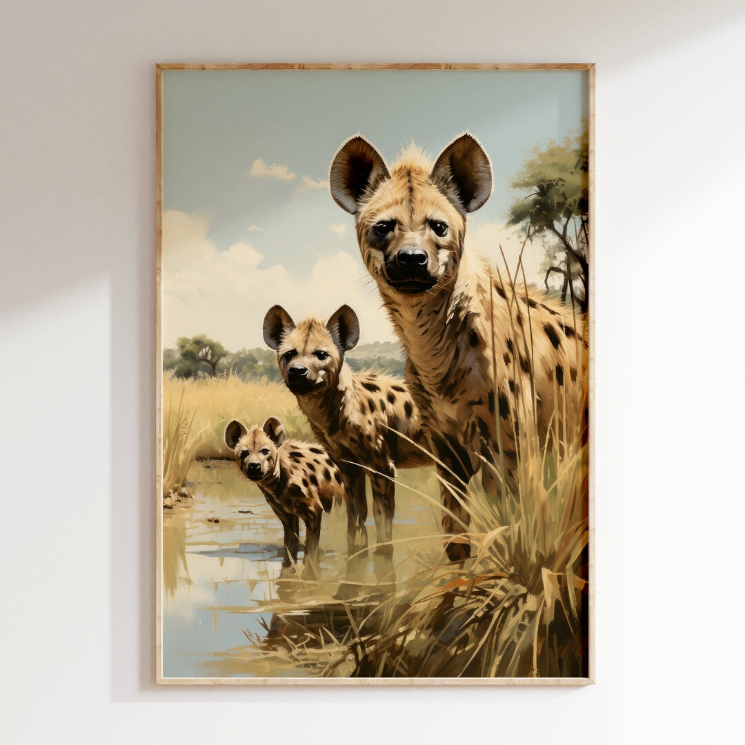 Hyena Family at Daytime Portrait | Mid Century Modern Style African ...