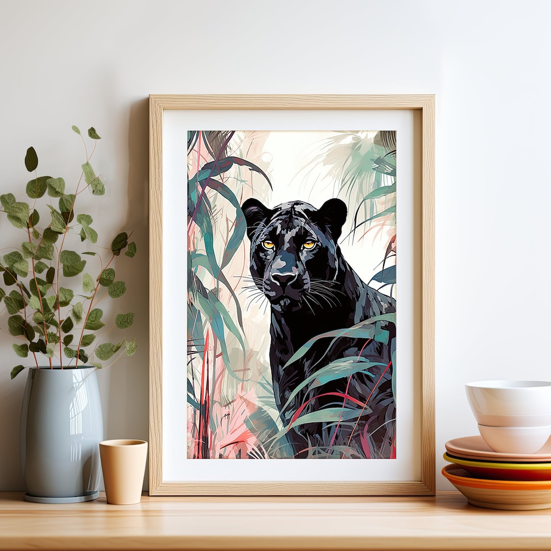 Black Panther Boho Illustration Jungle Animal Art Poster | Boho Animal ...