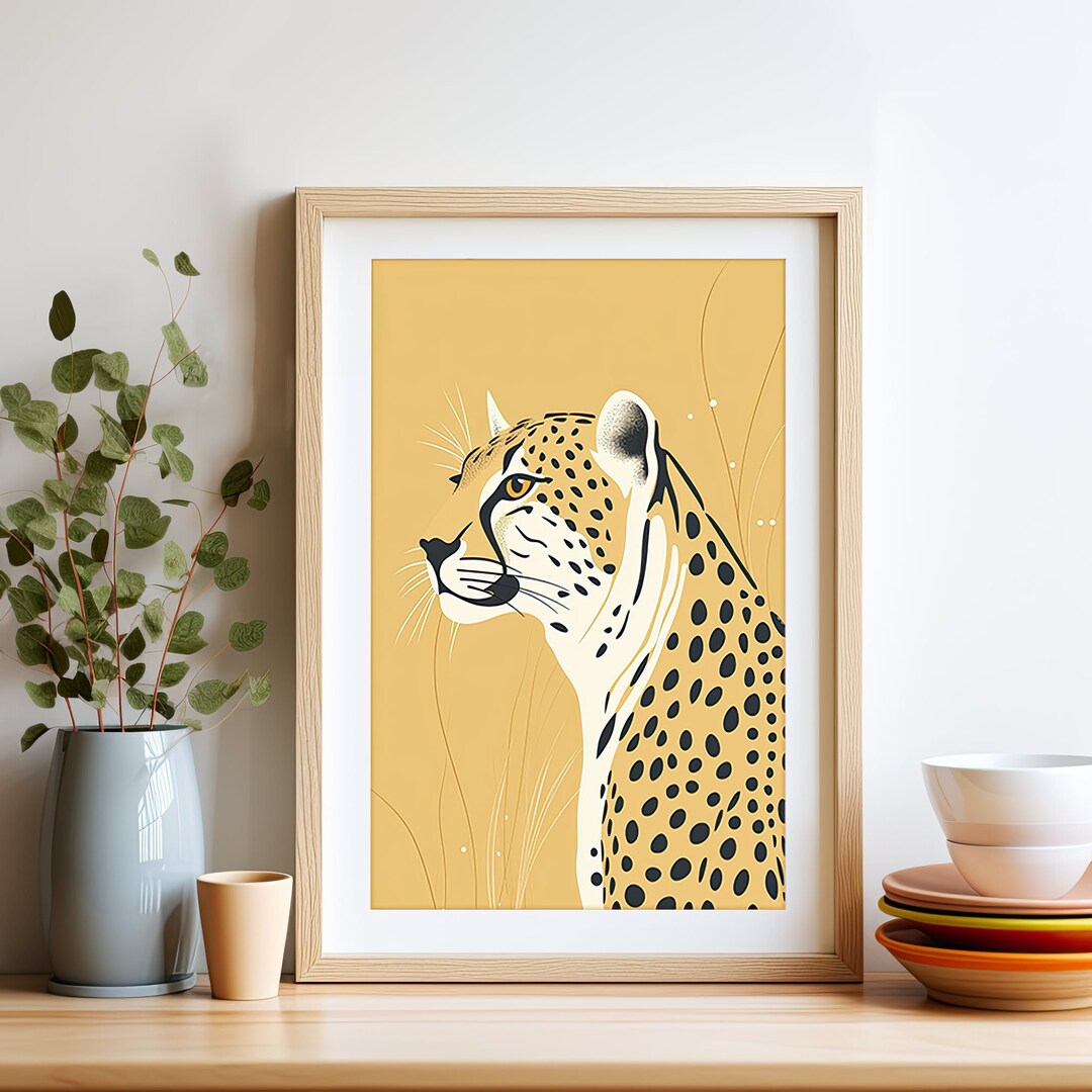 Cheetah Boho Chic Artwork Illustration Safari Animal Art | Boho Animal ...