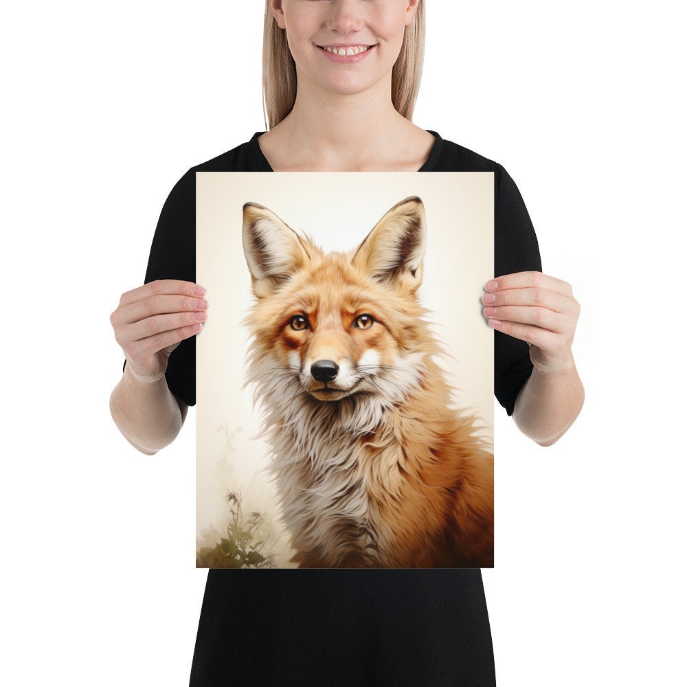 Regal Male Fox Portrait Vintage Color Art Print Mid Century Modern ...