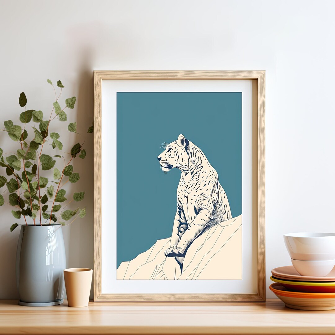 Snow Leopard Boho Chic Snow Leopard Wall Art Animal Print for Home ...