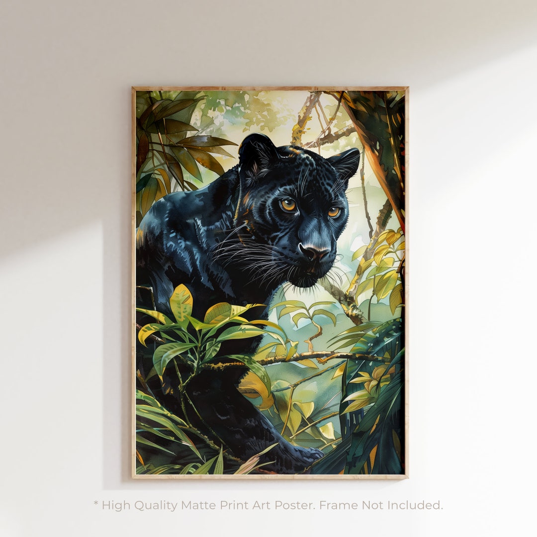 Black Panther Poster: Stealthy Jungle Prowler in Lush Foliage - Etsy