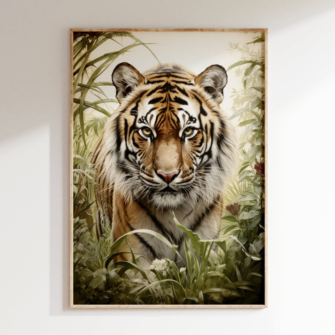 Sumatran Tiger Big Cat Stare Close-up Portrait Vintage Color Art Print ...