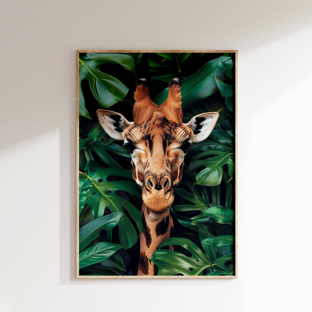 Giraffe Portrait Poster: A Peek Into the Jungle - Etsy