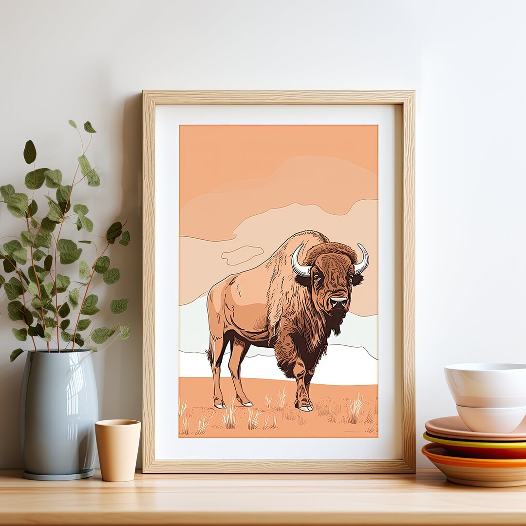 American Buffalo Boho Chic Artwork North American Animal Art | Boho ...