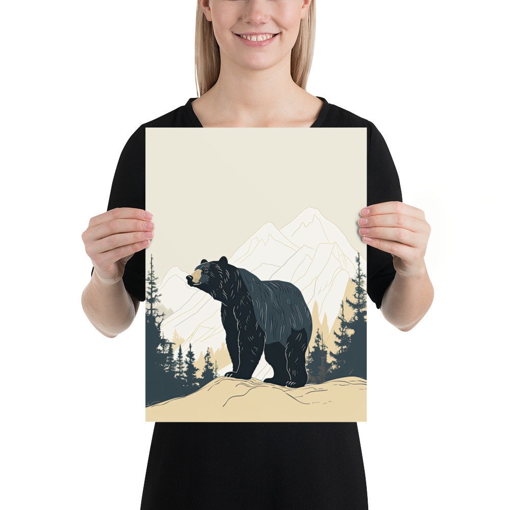 Schwarzer Bär Boho Chic Dekor Zoo Tier Kunst Poster Boho - Etsy.de