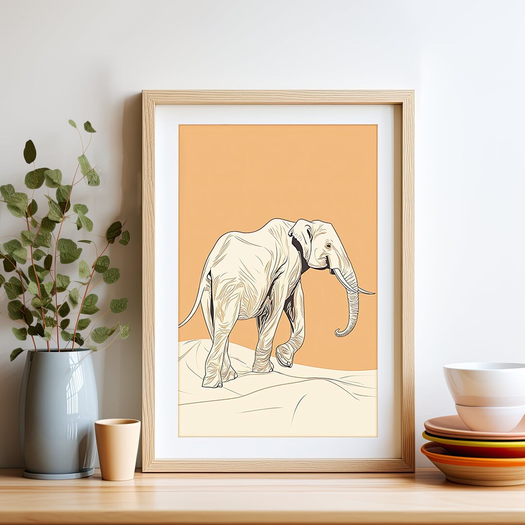 Elephant Boho Illustration Animal Art Poster Boho Jungle Safari Wall ...