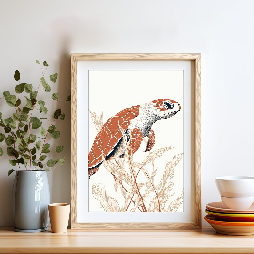 Sea Turtle Boho Illustration Sea Lion Wall Art Animal Print for Home ...