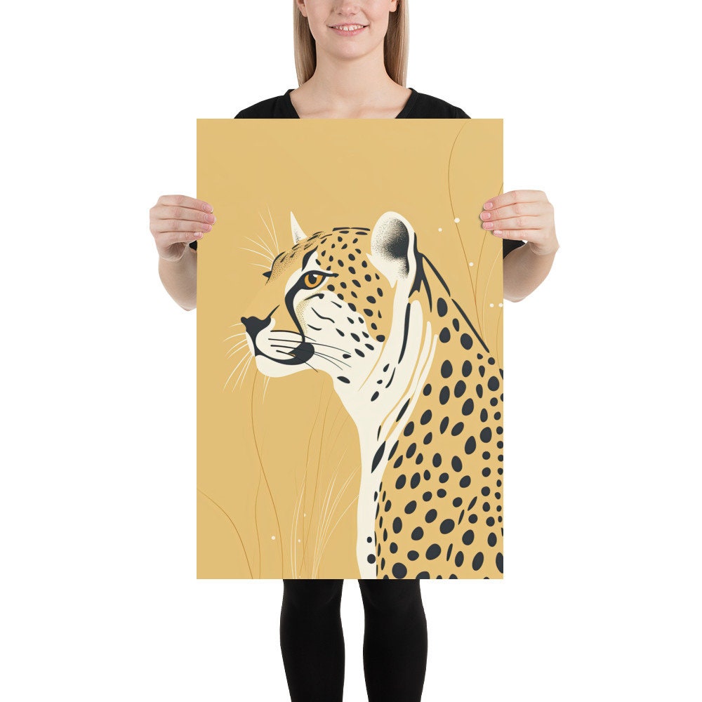 Cheetah Boho Chic Artwork Illustration Safari Animal Art - Etsy