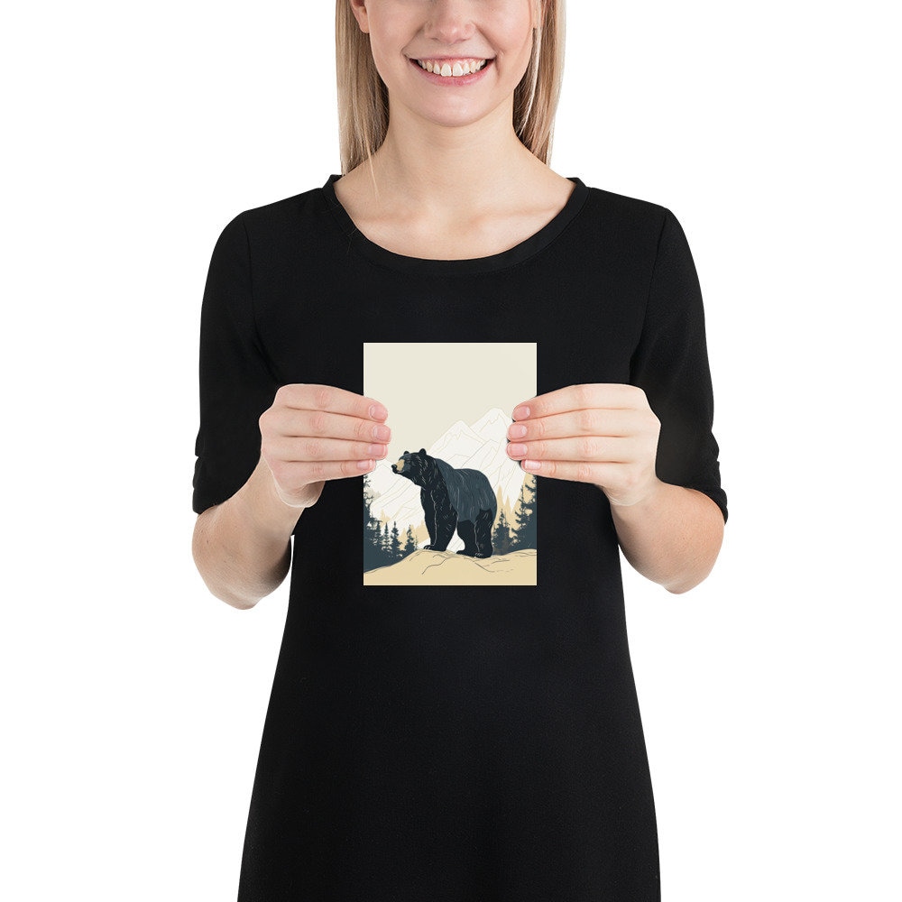 Schwarzer Bär Boho Chic Dekor Zoo Tier Kunst Poster Boho - Etsy.de