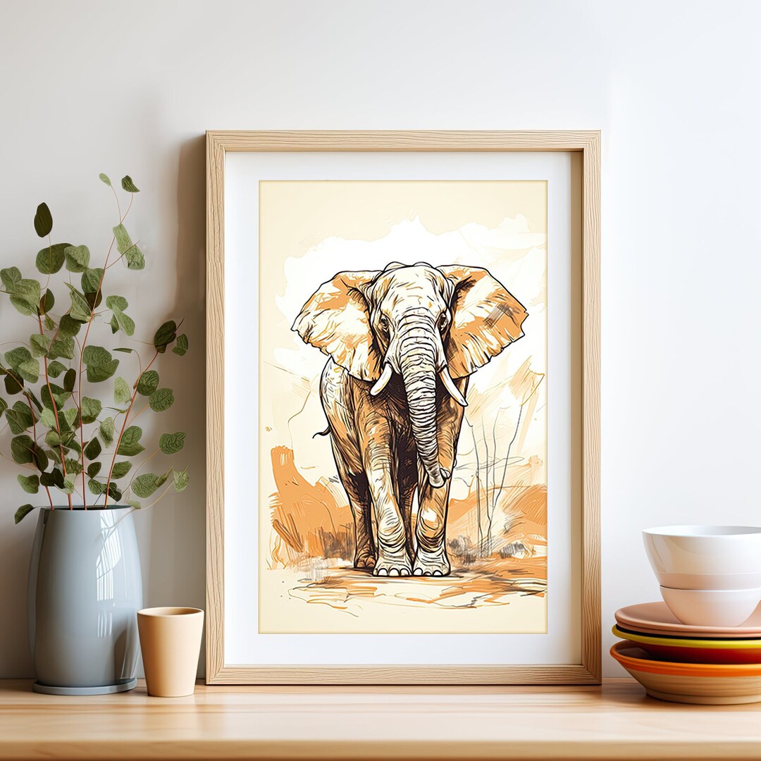Elephant Boho Chic Art Print Zoo Animal Wall Art Poster Boho Animal ...