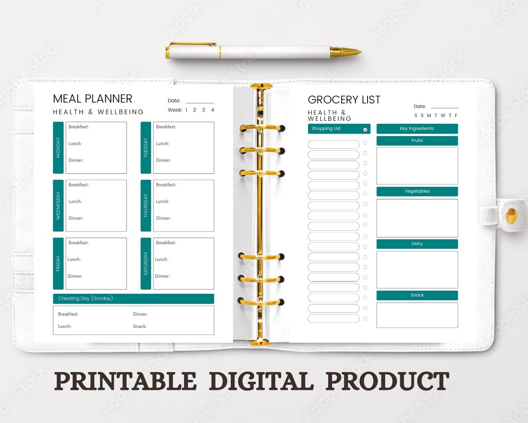 Digital Meal Planner, Daily Meal Planner, Weekly Meal Planner, Fillable ...