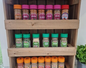 2 Tier Handmade Wooden Spice Rack Organiser Rustic Herb Rack Kitchen ...