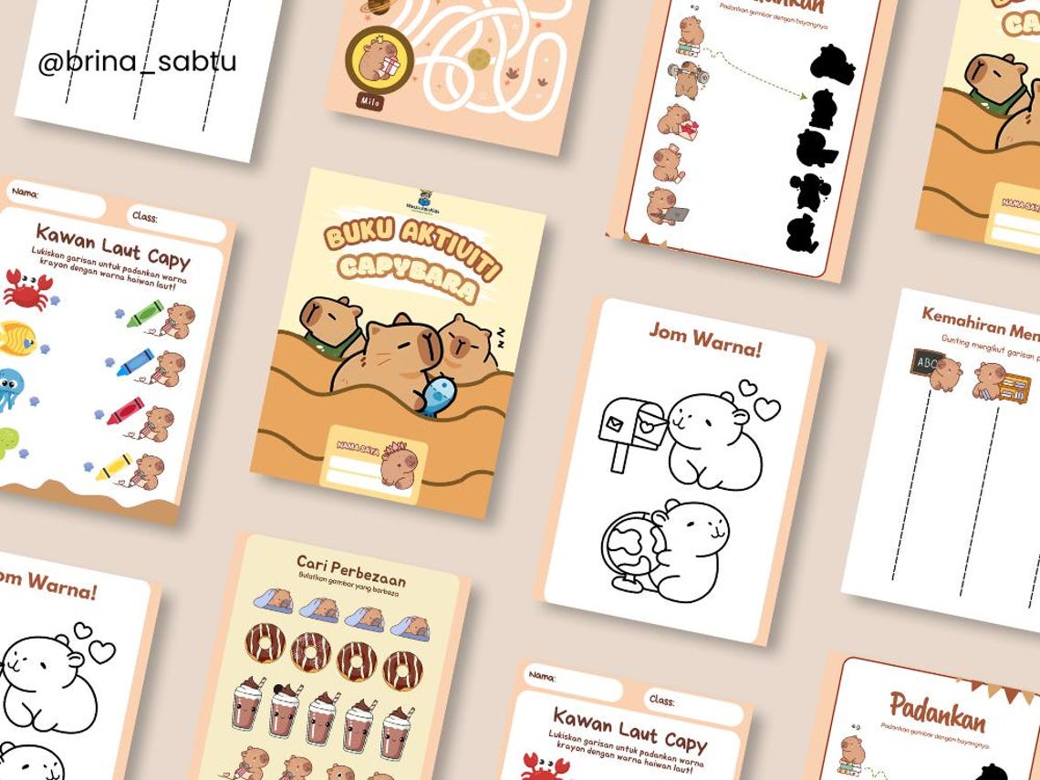 Capybara Activity Book for Kids – Fun Printable Educational Worksheets ...