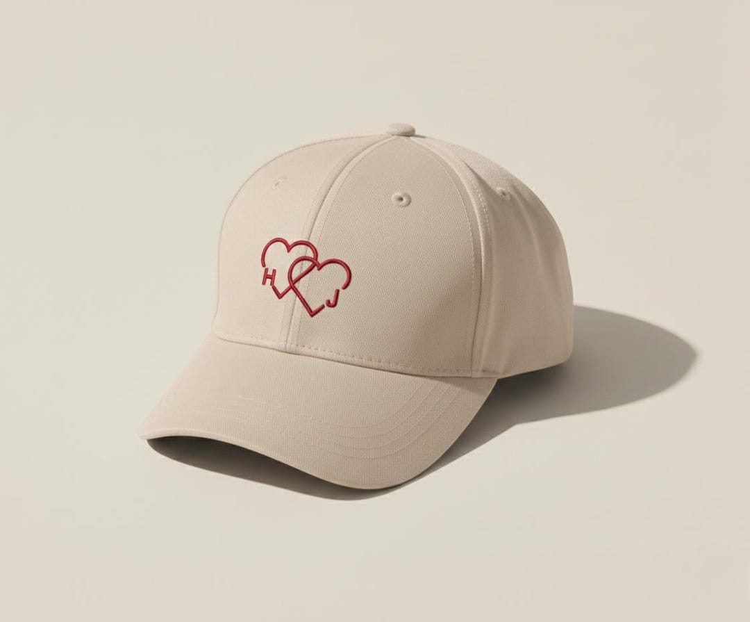 Set of 2 Embroidered Heart Caps for Couples | Valentine's Day Gift for ...