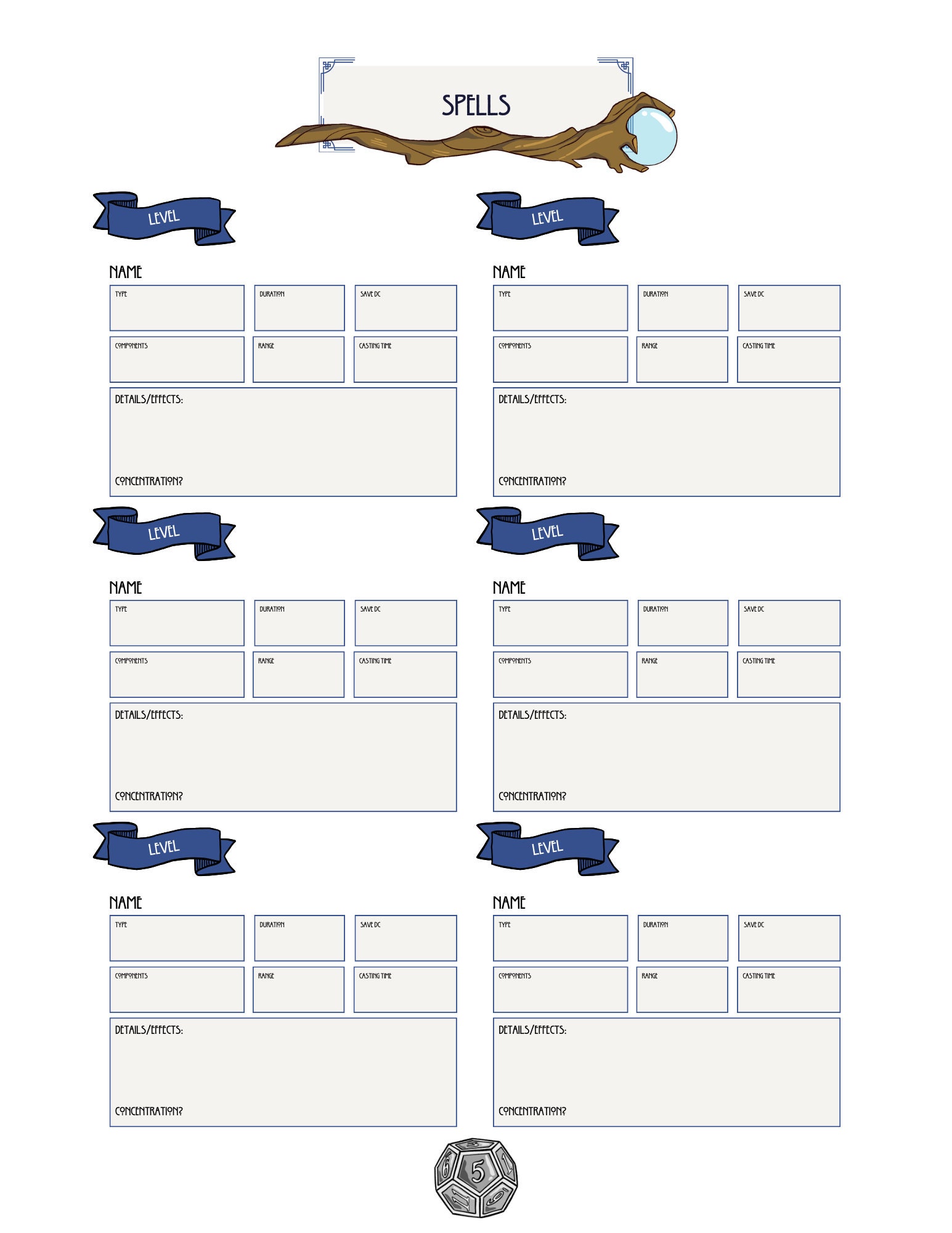 Printable Dungeons and Dragons Player Character Sheets Digital Download ...