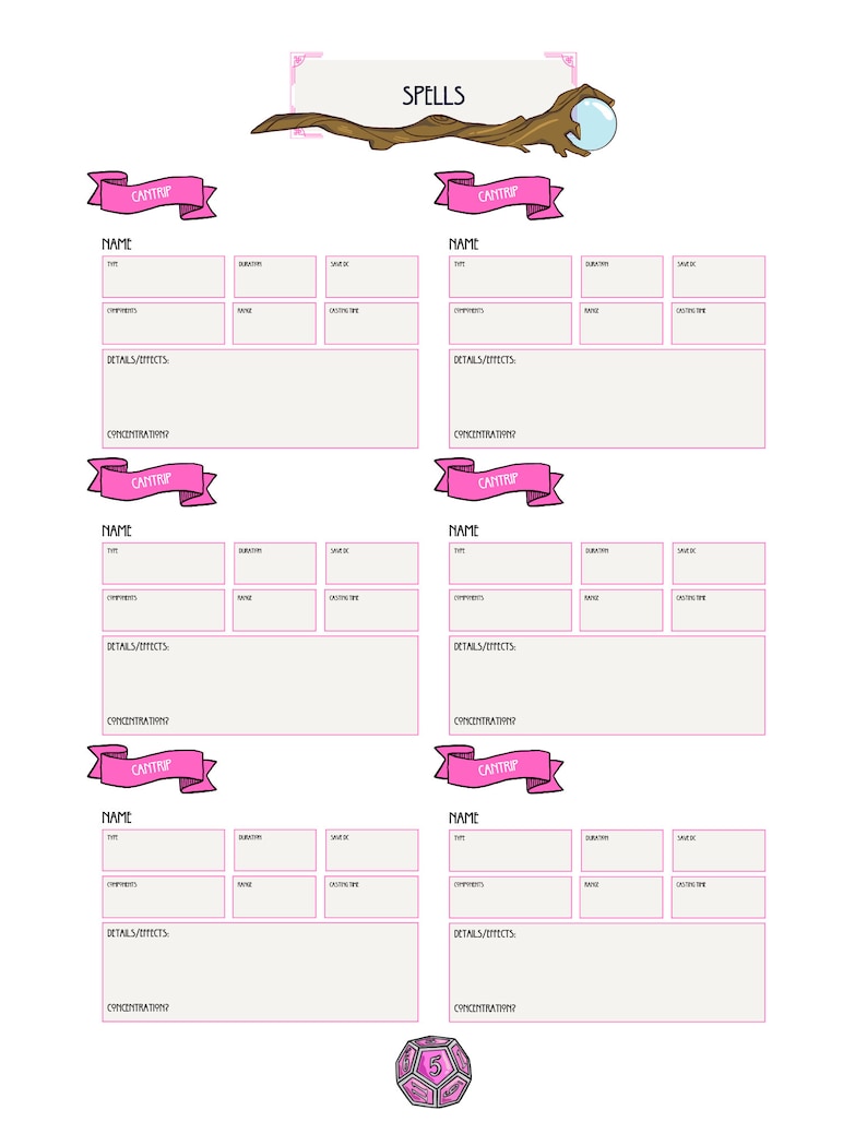 Printable Dungeons and Dragons Player Character Sheets - Digital ...
