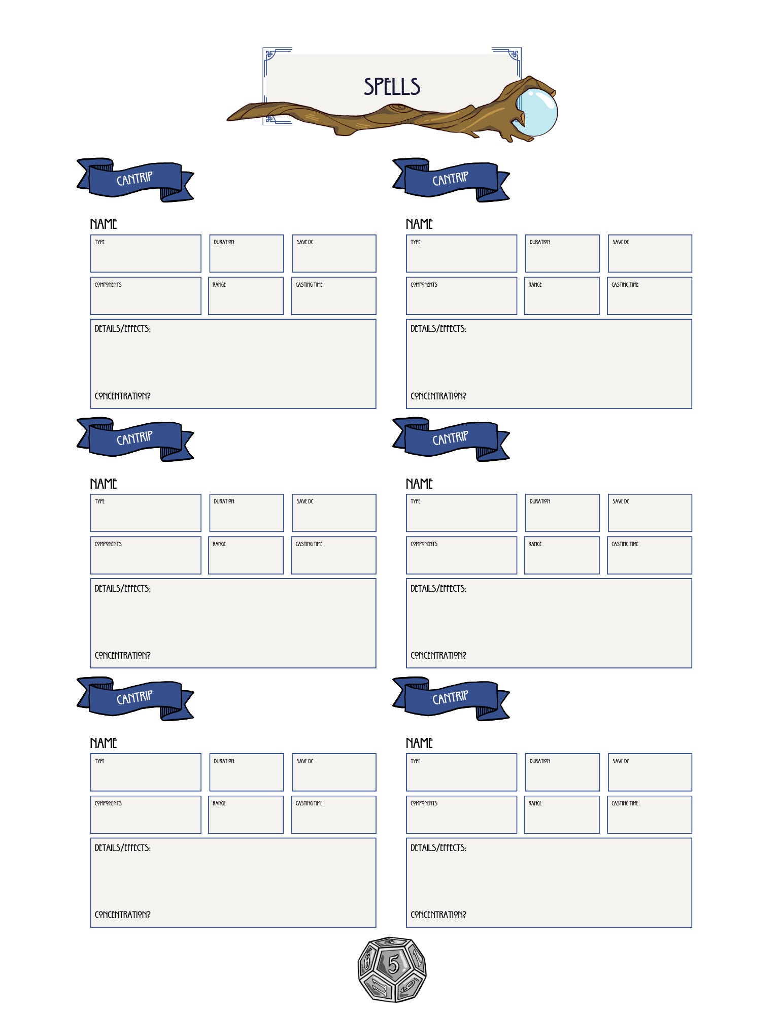 Printable Dungeons and Dragons Player Character Sheets Digital Download ...