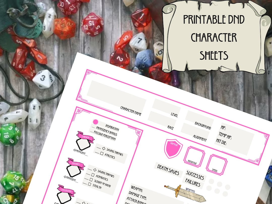 Printable Dungeons and Dragons Player Character Sheets - Digital ...