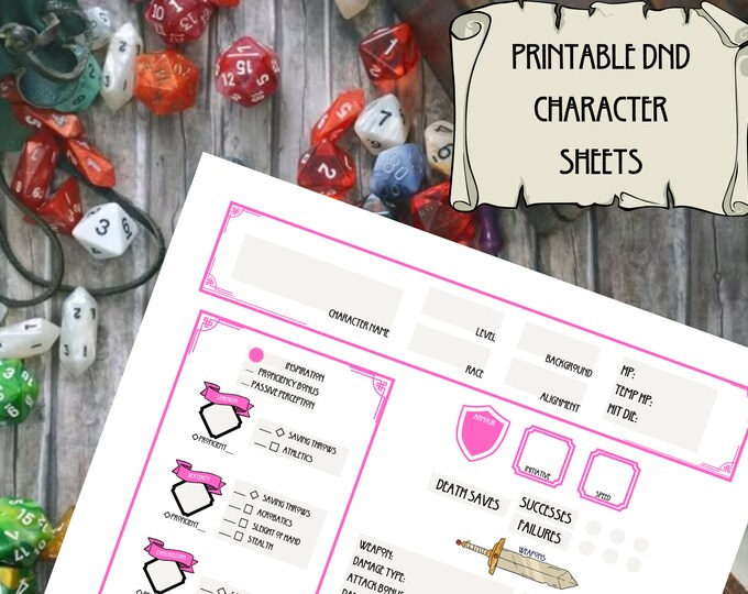 Printable Dungeons and Dragons Player Character Sheets - Digital ...