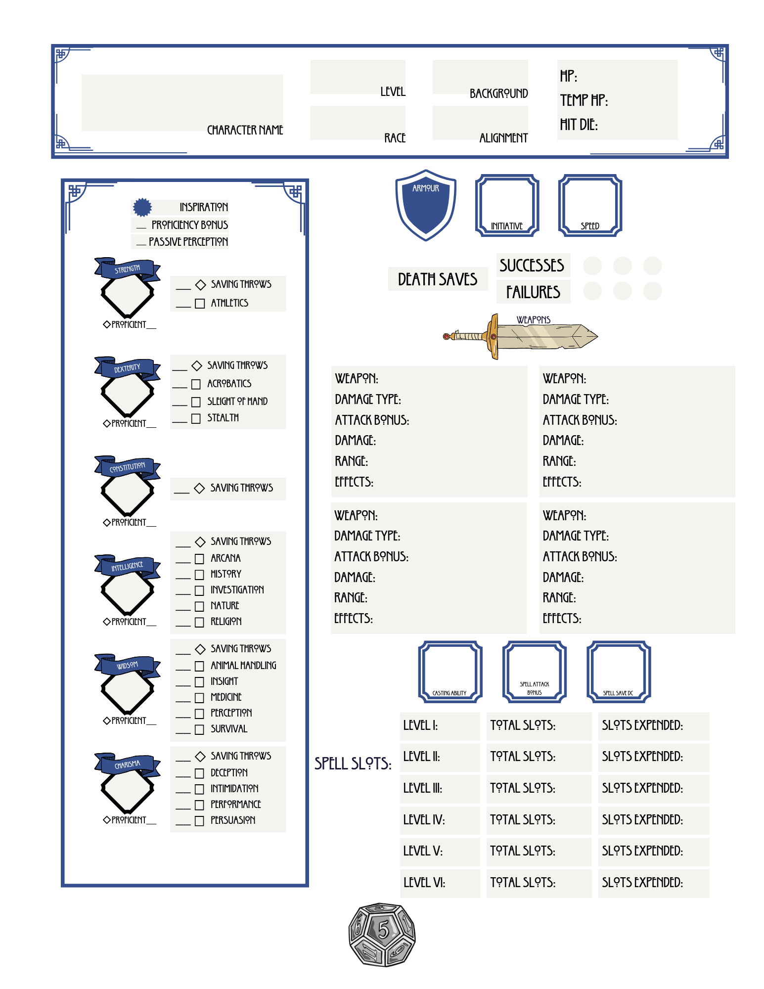 Printable Dungeons and Dragons Player Character Sheets - Etsy