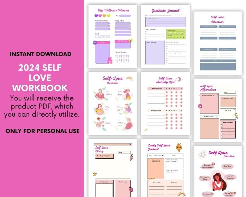 Printable 2024 Self Love Workbook Daily Planner Self Love Journal Self ...
