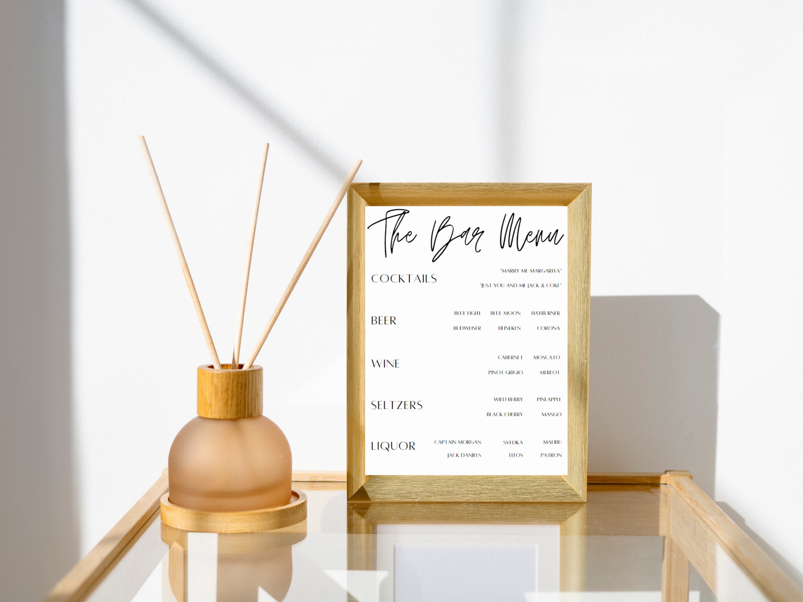 Customizable Bar Menu Sign - Digital Download, Editable Drink Sign ...