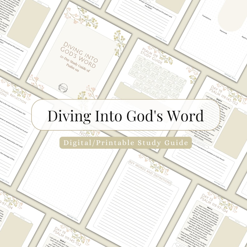 Digital and Printable Bible Study Guide/ Diving Into God's Word: 22-day ...