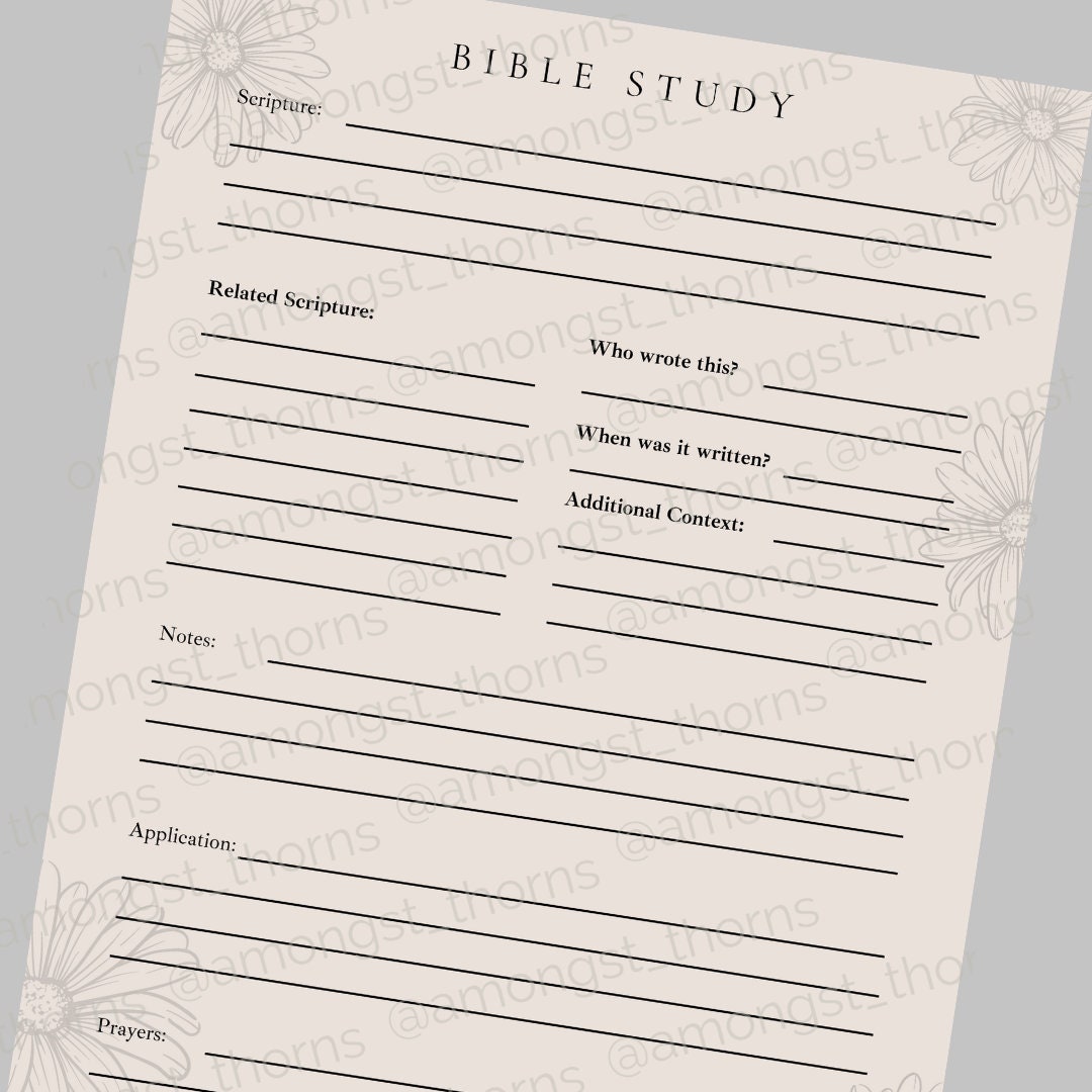 Bible Study Note Printable/digital Bible Study Note Sheet/women's Bible ...