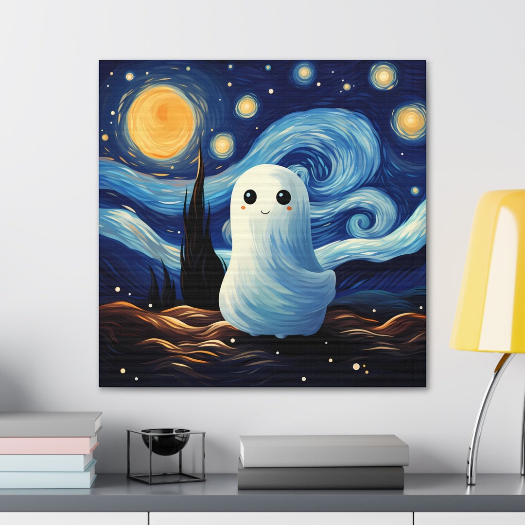 Van Gogh's the Starry Night Ghost Canvas, Ghostly Starlight, Cute ...
