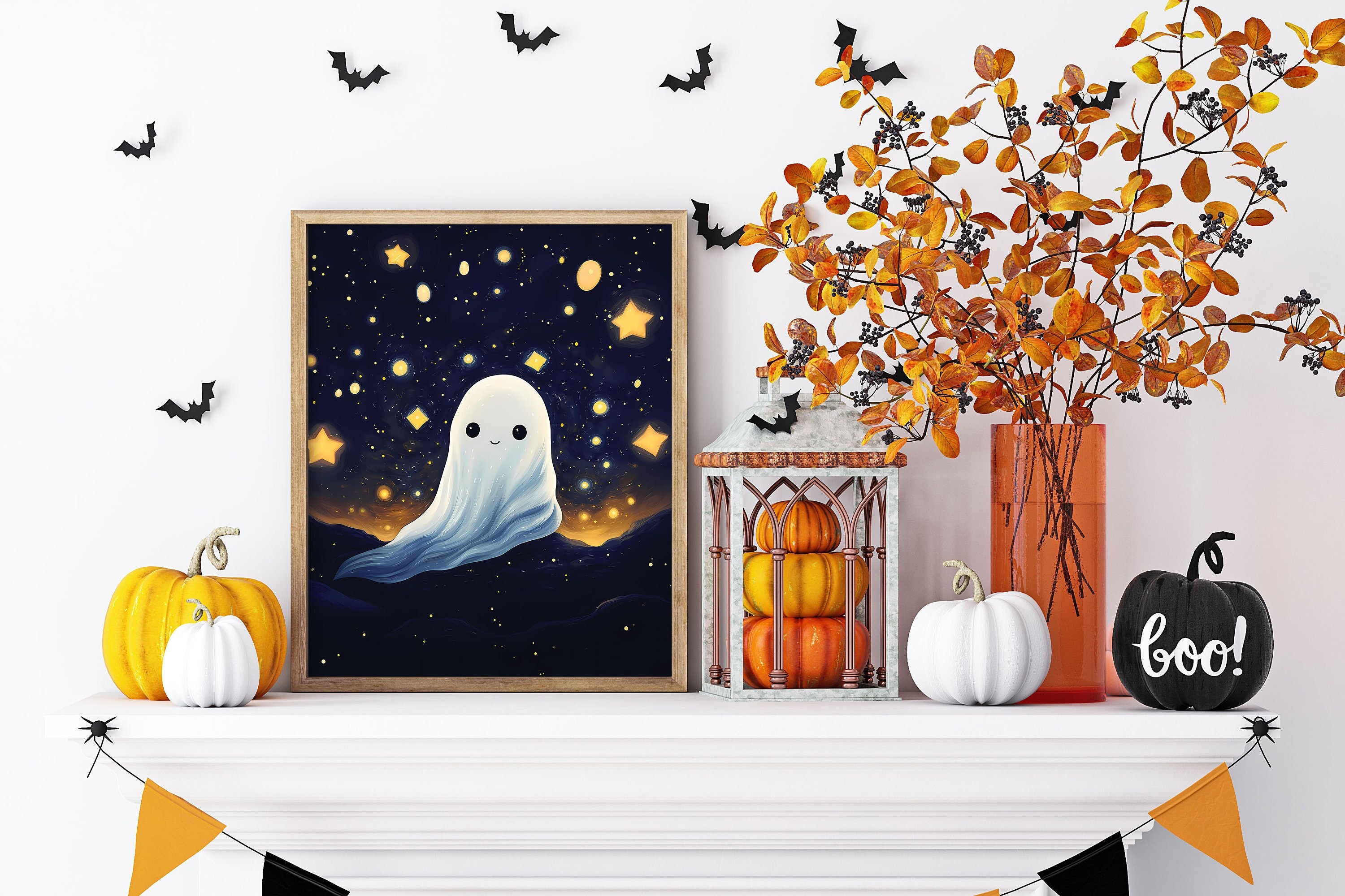 Van Gogh's the Starry Night Ghost Print, Night's Embrace, Cute Spooky ...