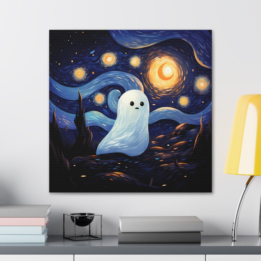 Van Gogh's the Starry Night Ghost Canvas, Ethereal Night, Cute Spooky ...