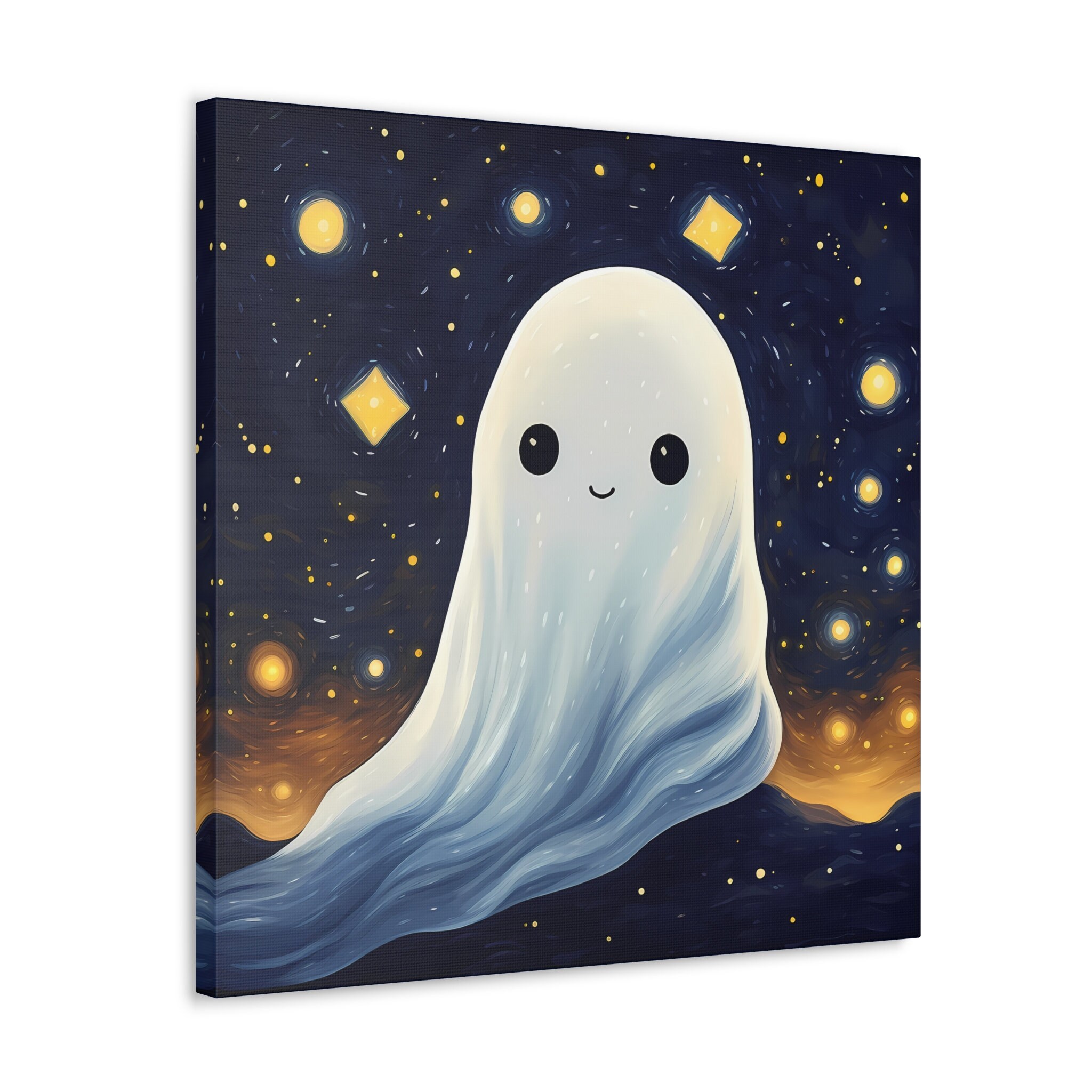 Van Gogh's the Starry Night Ghost Canvas, Night's Embrace, Cute Spooky ...