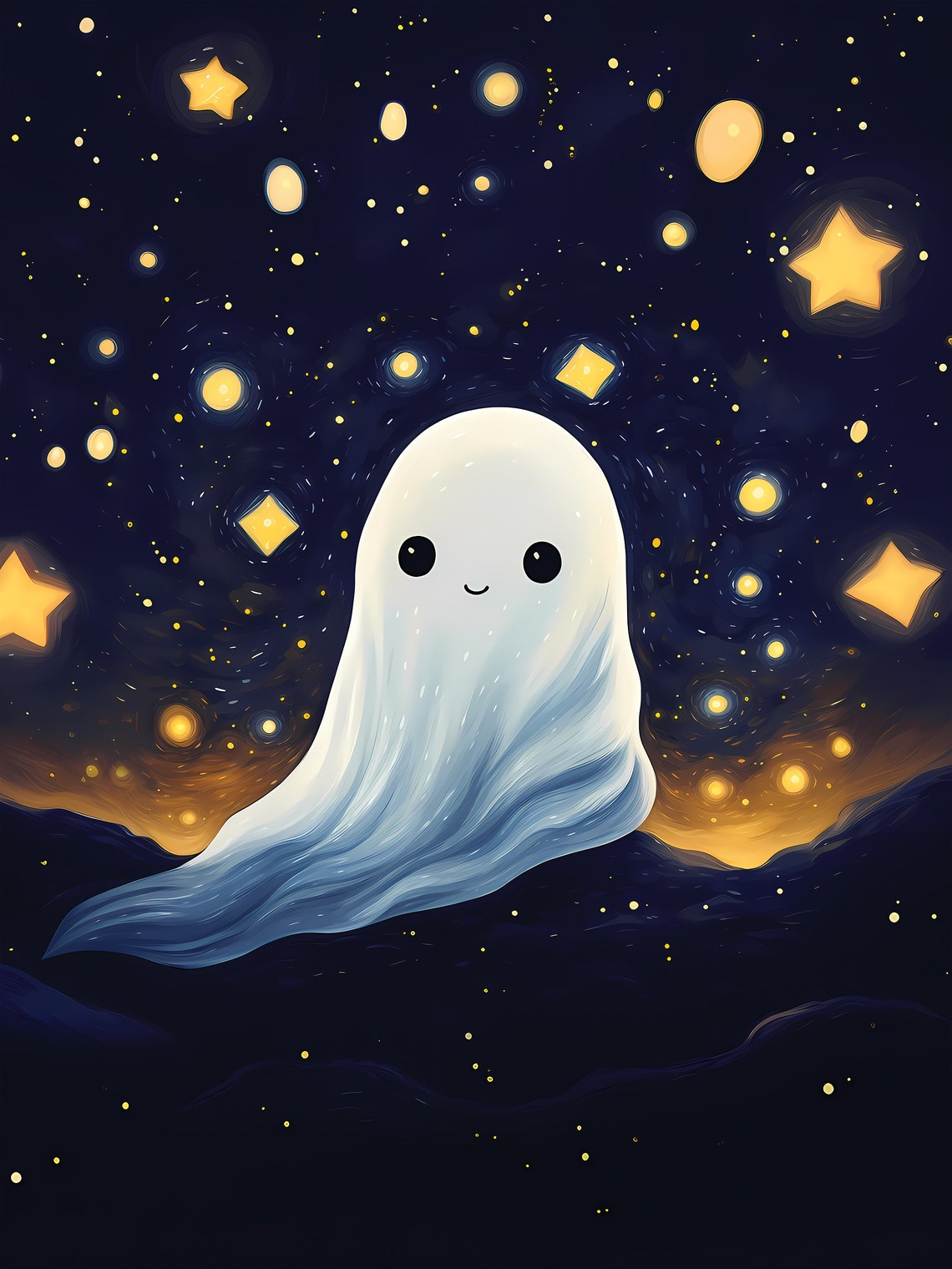 Van Gogh's the Starry Night Ghost Print Night's - Etsy