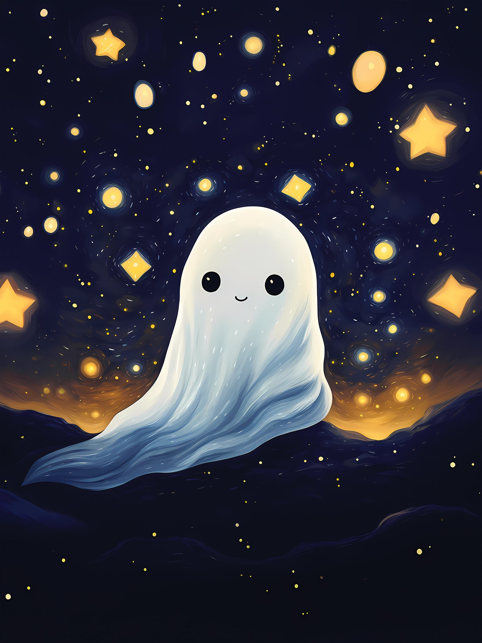 Van Gogh's the Starry Night Ghost Print Night's - Etsy