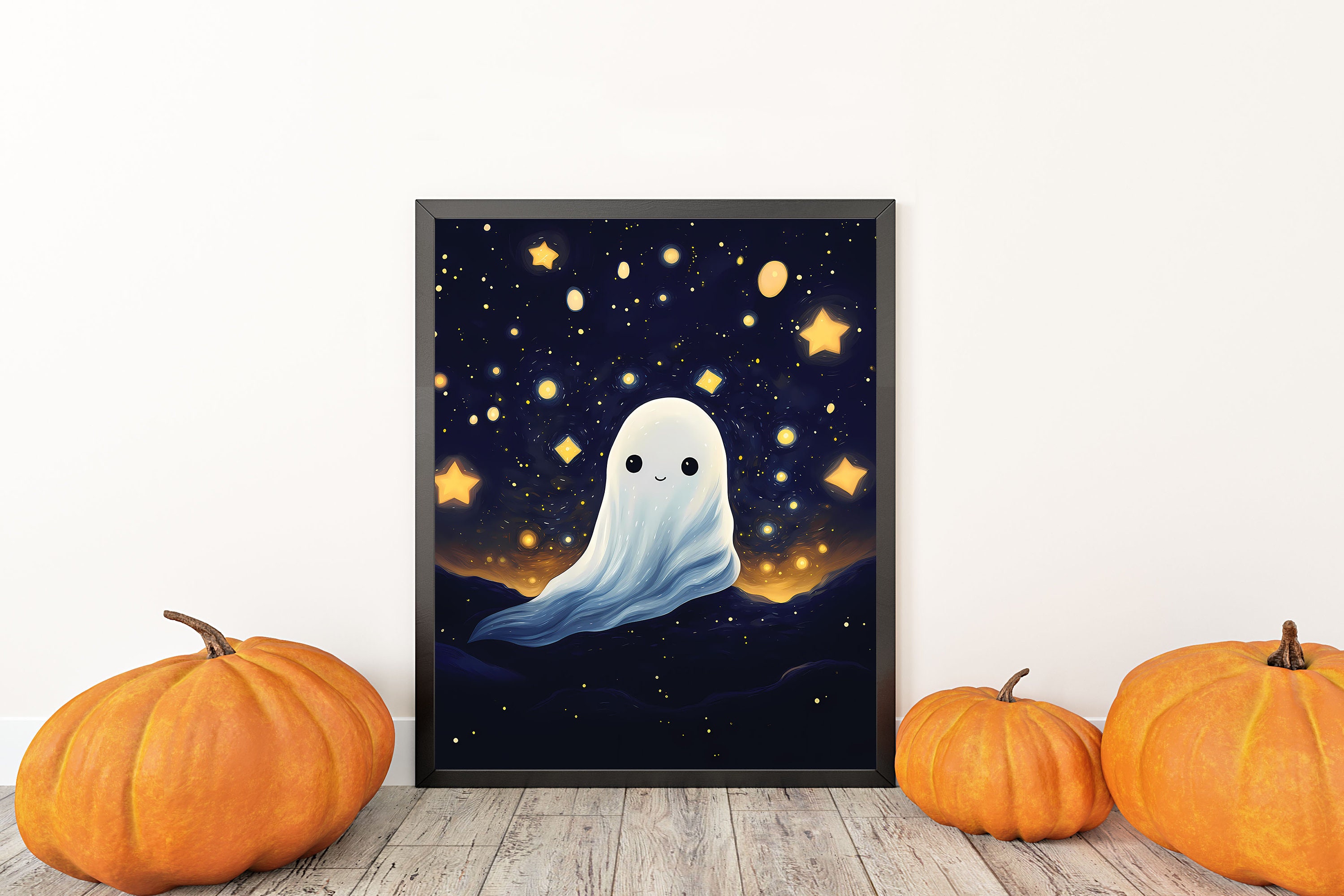 Van Gogh's the Starry Night Ghost Print, Night's Embrace, Cute Spooky ...