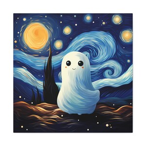 Van Gogh's the Starry Night Ghost Canvas, Ghostly Starlight, Cute ...