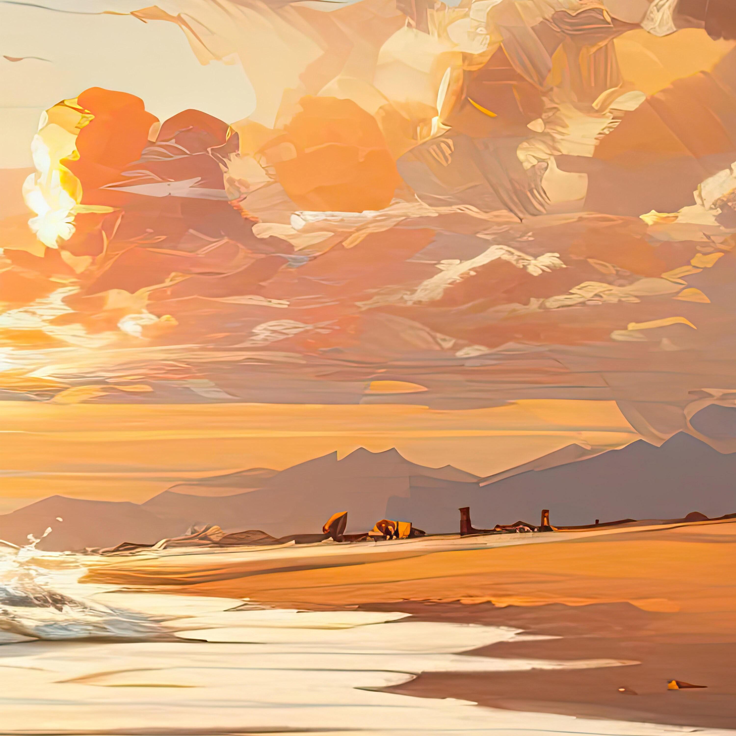 Woman Walking on Beach Beautiful Sunset Triptych Wall Art, Ocean Print ...