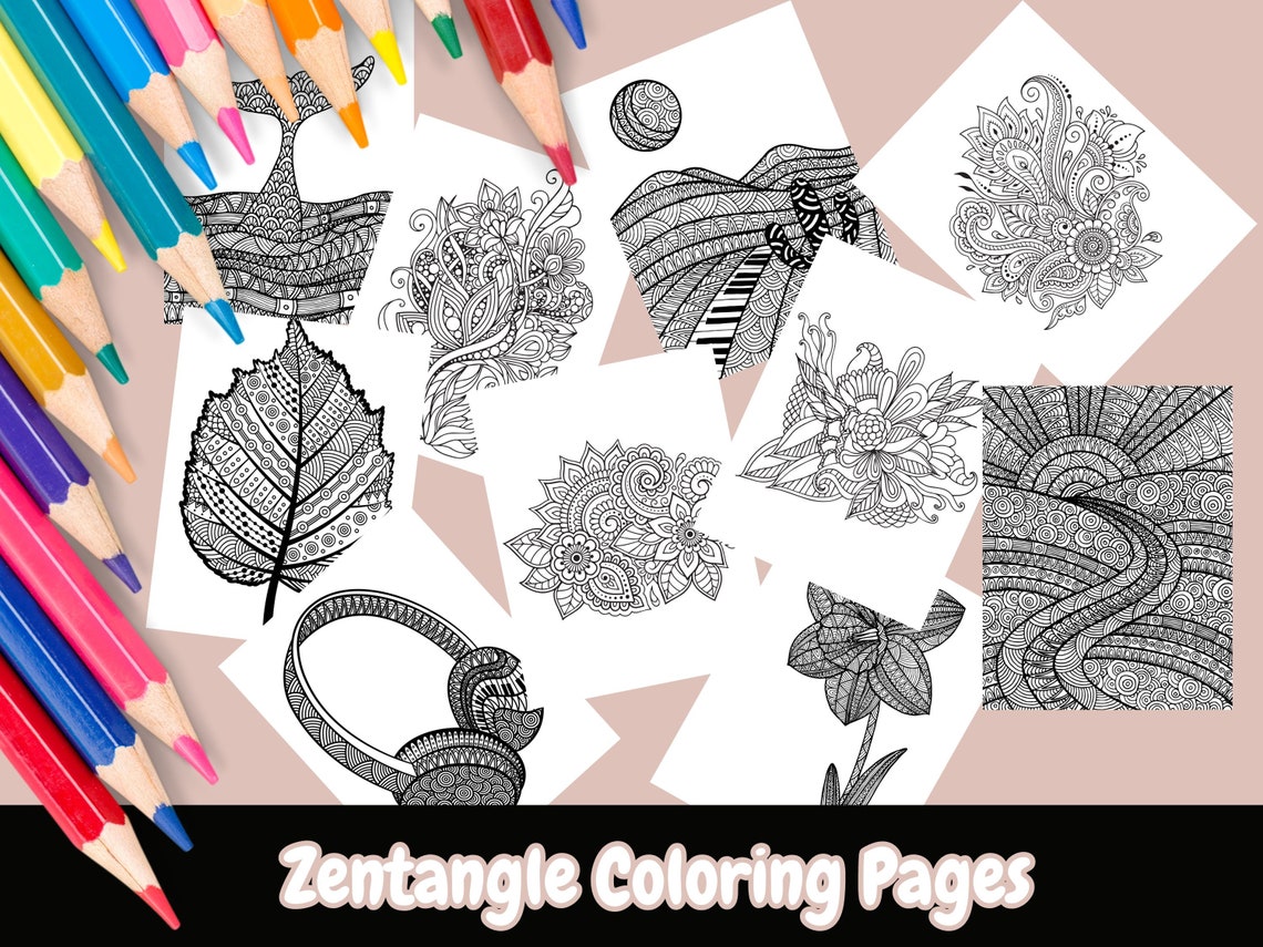 Zentangle Coloring Pages Mandala Zentangle Adult Coloring - Etsy