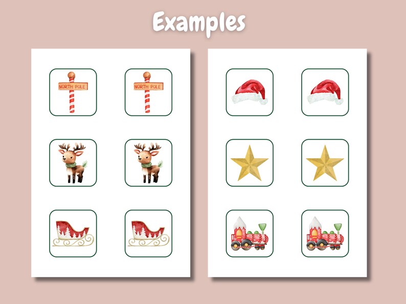 Kids Christmas Memory Game, Printable Christmas Matching Game ...