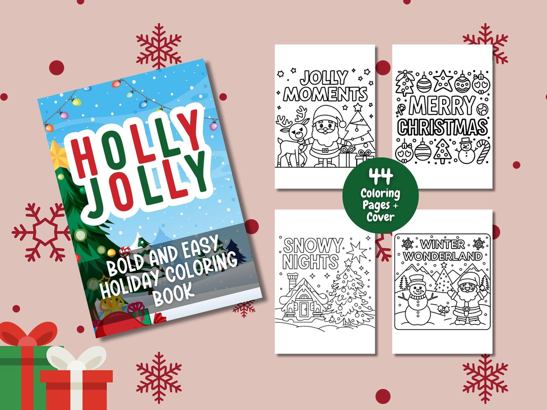 Bold and Easy Holiday Coloring Book, Santa Coloring Pages, Kids and ...