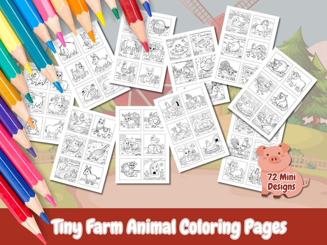 Bold and Easy Tiny Farm Animal Coloring Pages, 72 Mini Designs, Kids ...