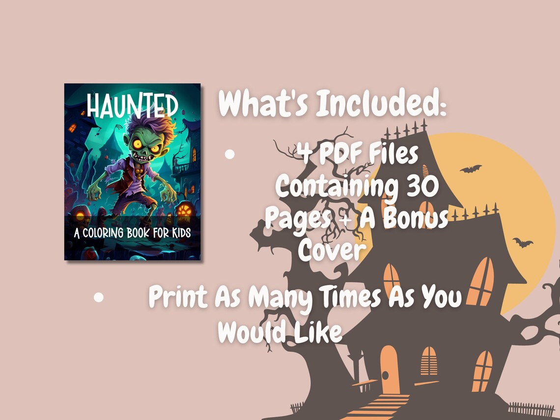 Haunted Coloring Book for Kids, Coloring Pages, Halloween, Coloring ...