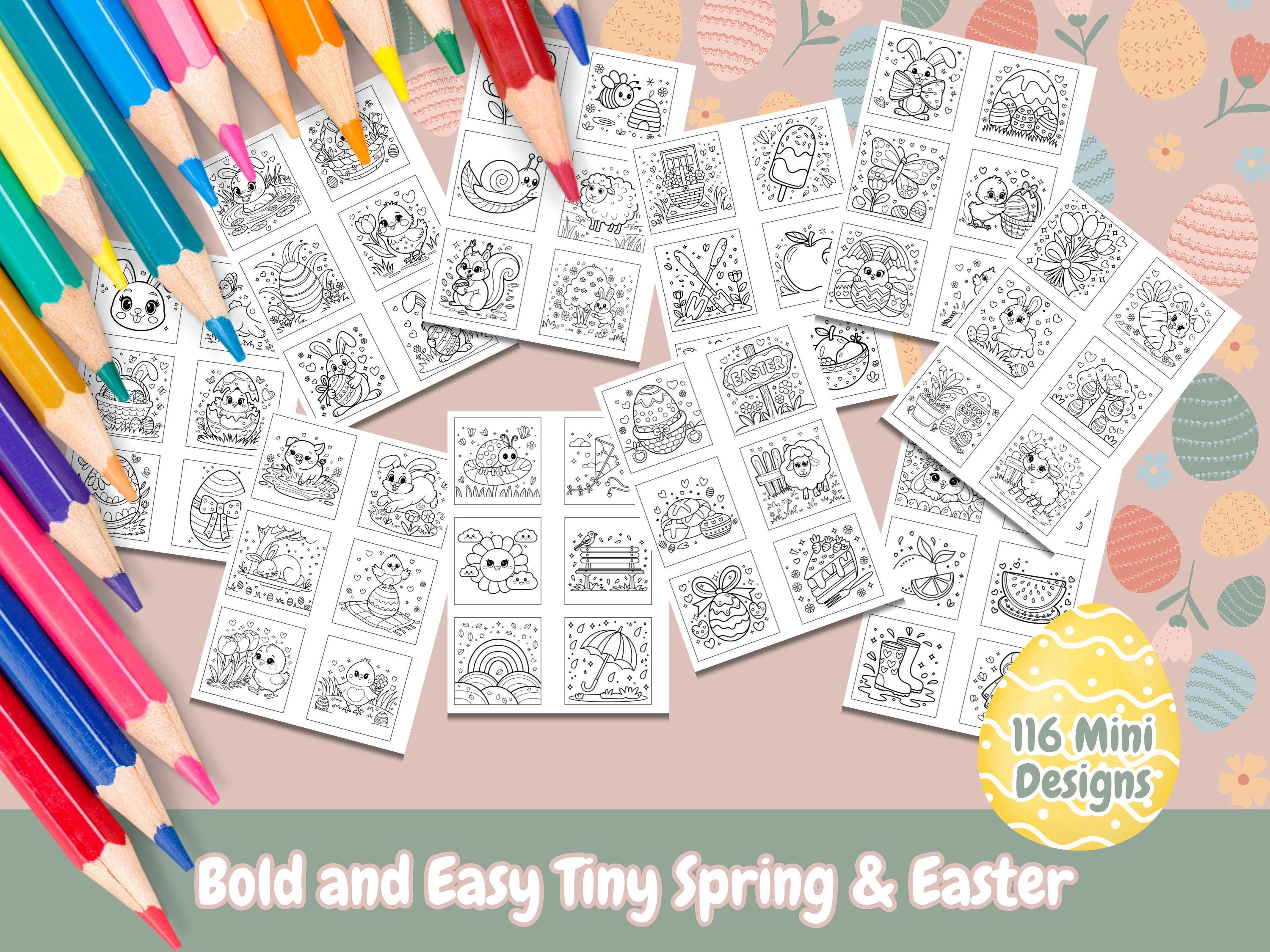 Bold and Easy Tiny Easter and Spring Coloring Pages, 116 Mini Designs ...