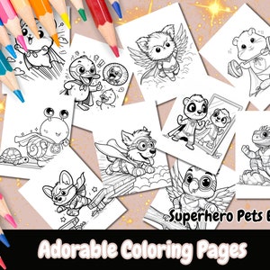Adorable Coloring Pages Superhero Pets Edition, Adults and Kids ...