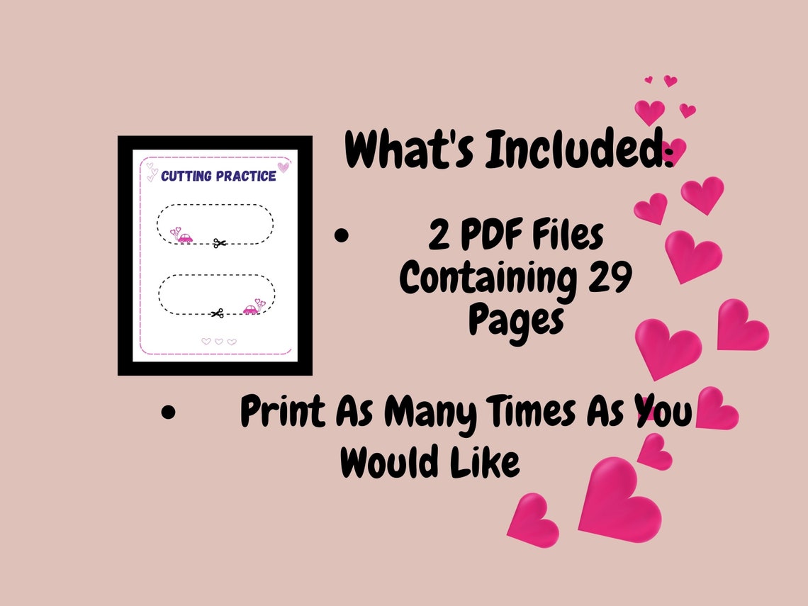 Valentine's Day Scissor Skills, Preschool Activity Book, Valentines Day ...