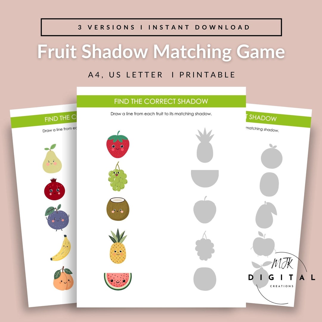 Shadow Matching Game, Printable Shadow Matching Worksheets, Preschool ...